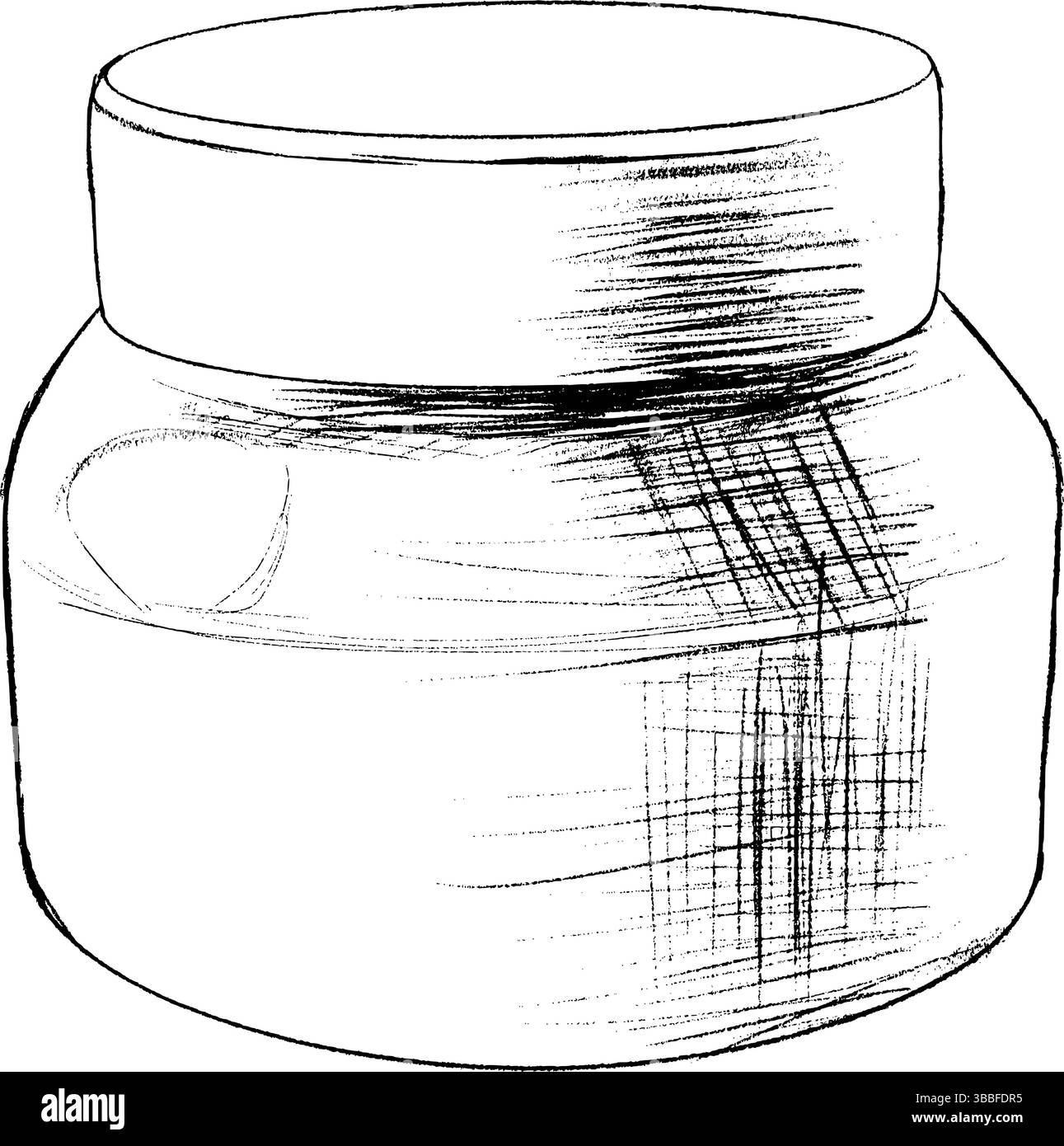 This is a simple line drawing that depicts a round jar with a lid ...
