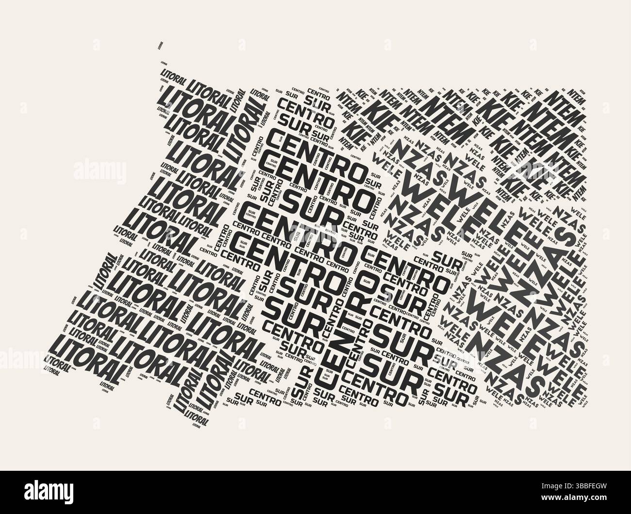 Equatorial Guinea Word Cloud. Country with regions division. Equatorial ...