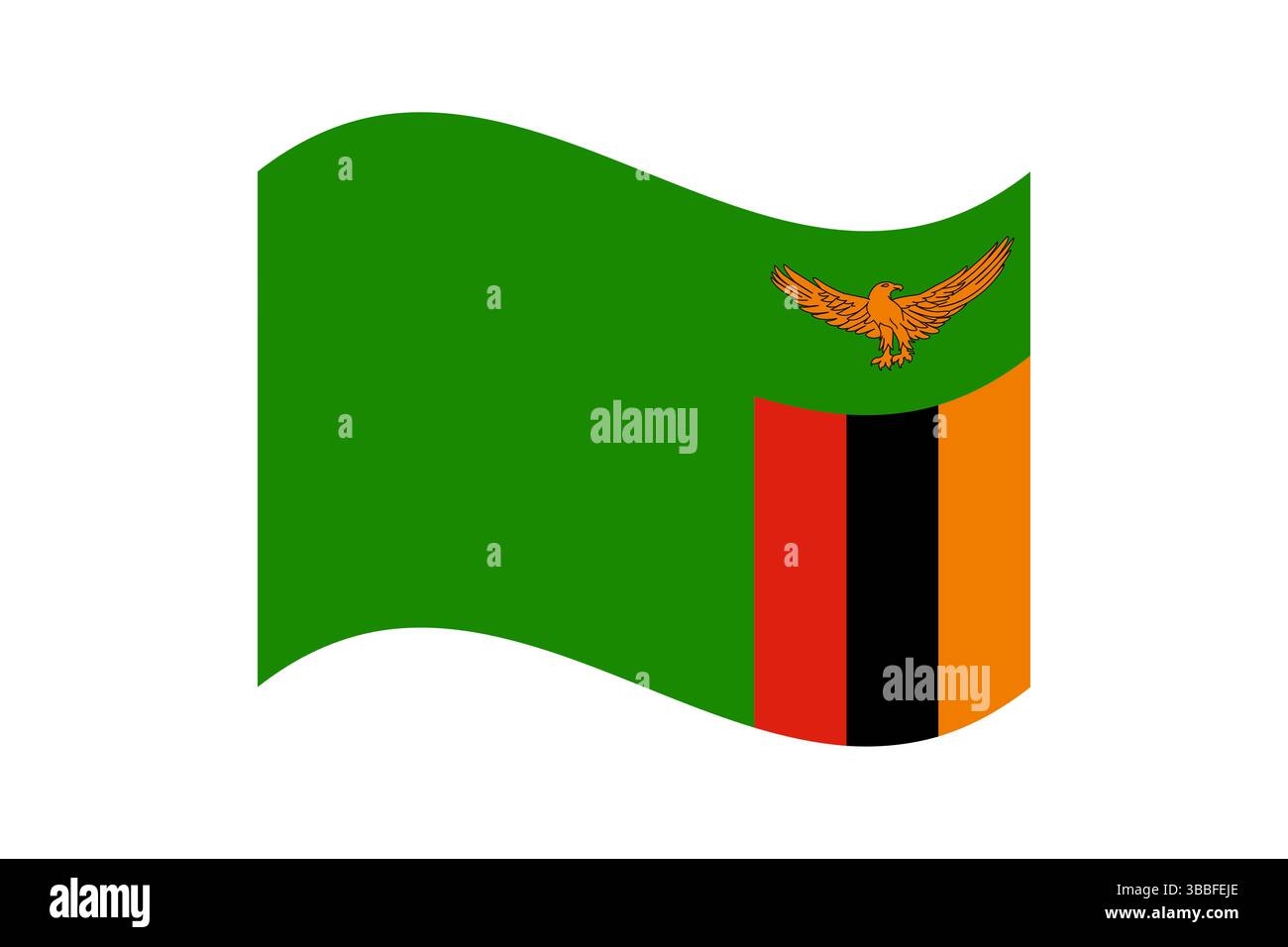 Flag of Zambia. Zambia wavy flag digital vector illustration ...