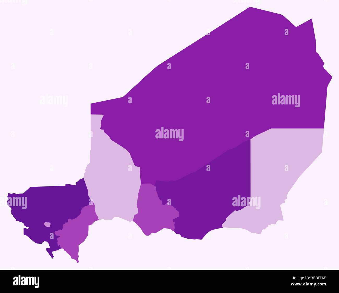 Map of Niger with regions. Just a simple country border map with region ...