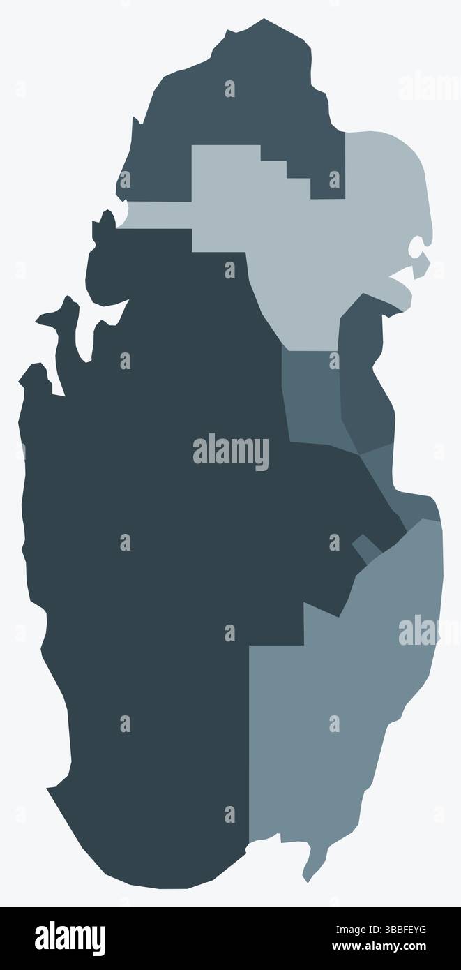 Map of Qatar with regions. Just a simple country border map with region ...