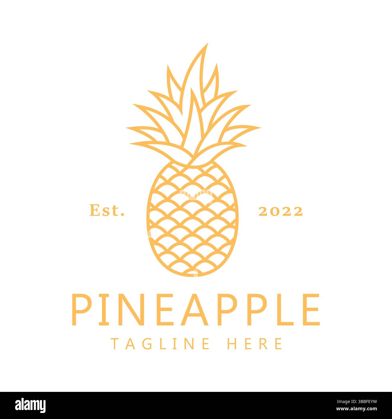 Pineapple Icon Logo Creative Simple Line Sketch Illustration with ...