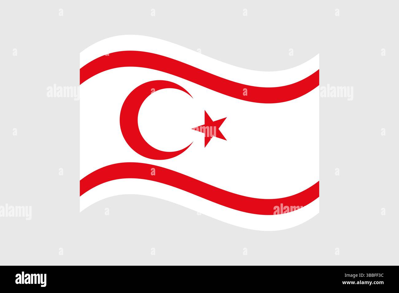 Flag of Northern Cyprus. Northern Cyprus wavy flag digital vector illustration. Fluttering flag ...