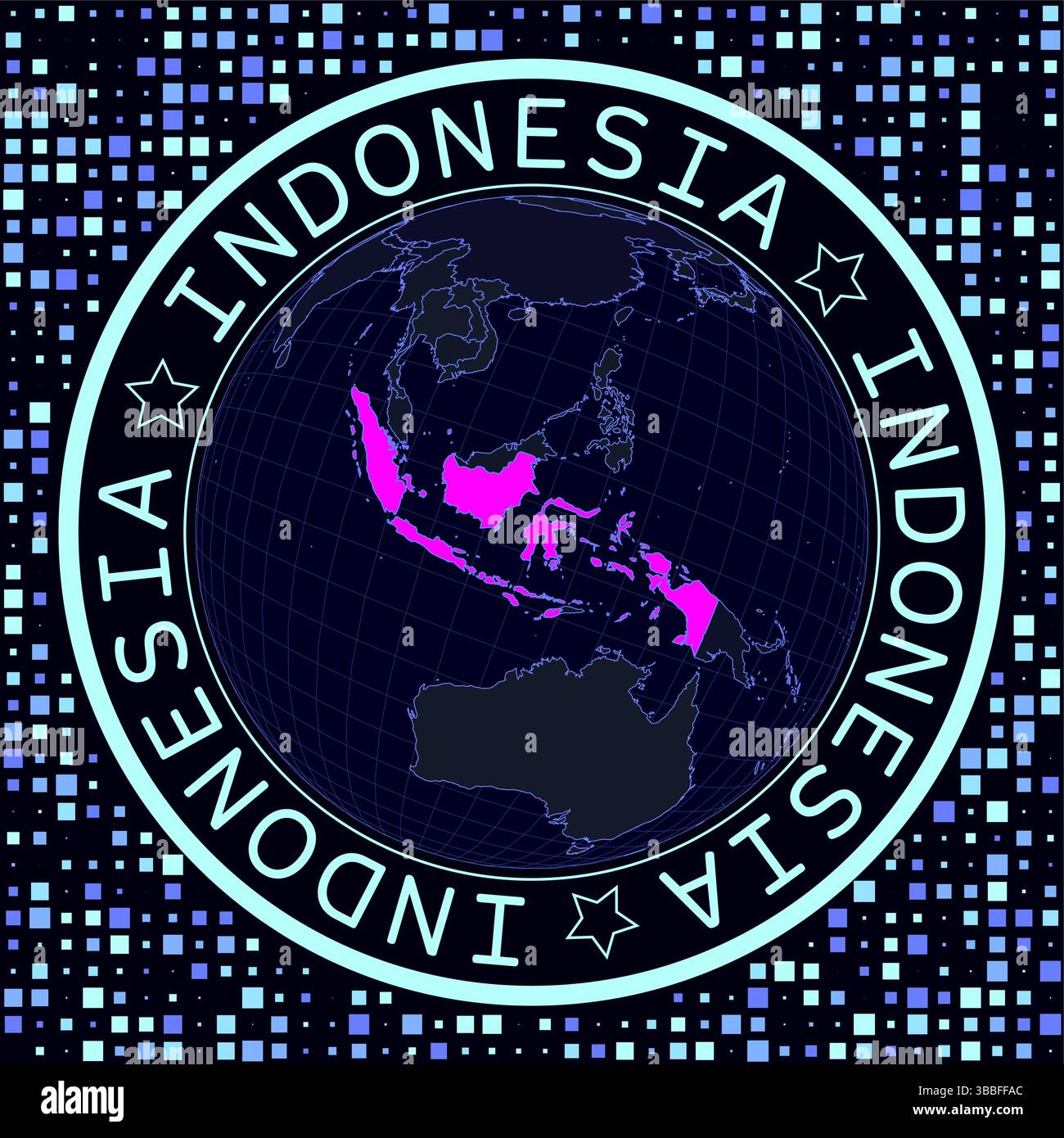 Indonesia on globe vector. Futuristic satellite view of the world ...