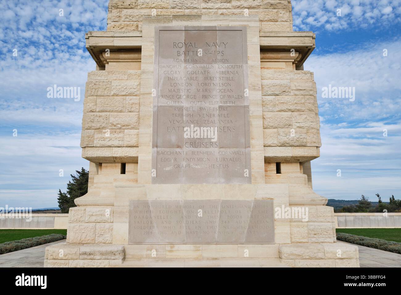 View of the stone tablets with names of the dead. At the main British ...