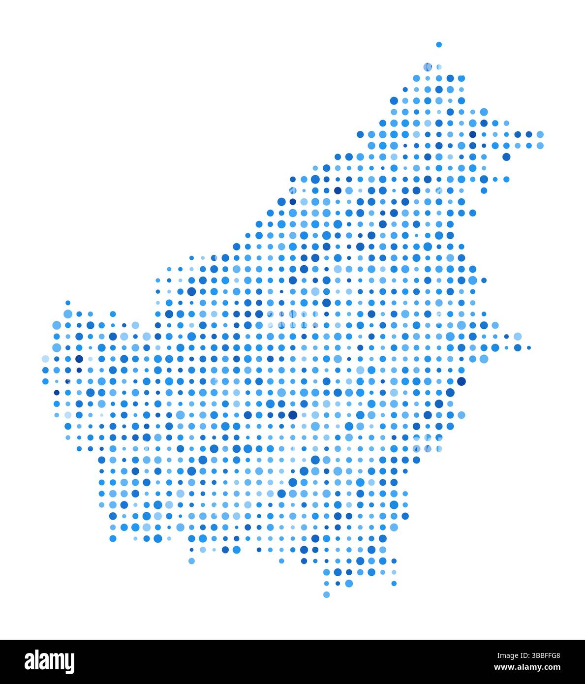 Borneo Dot Map. Island Digital Style Shape. Borneo vector image. Island ...
