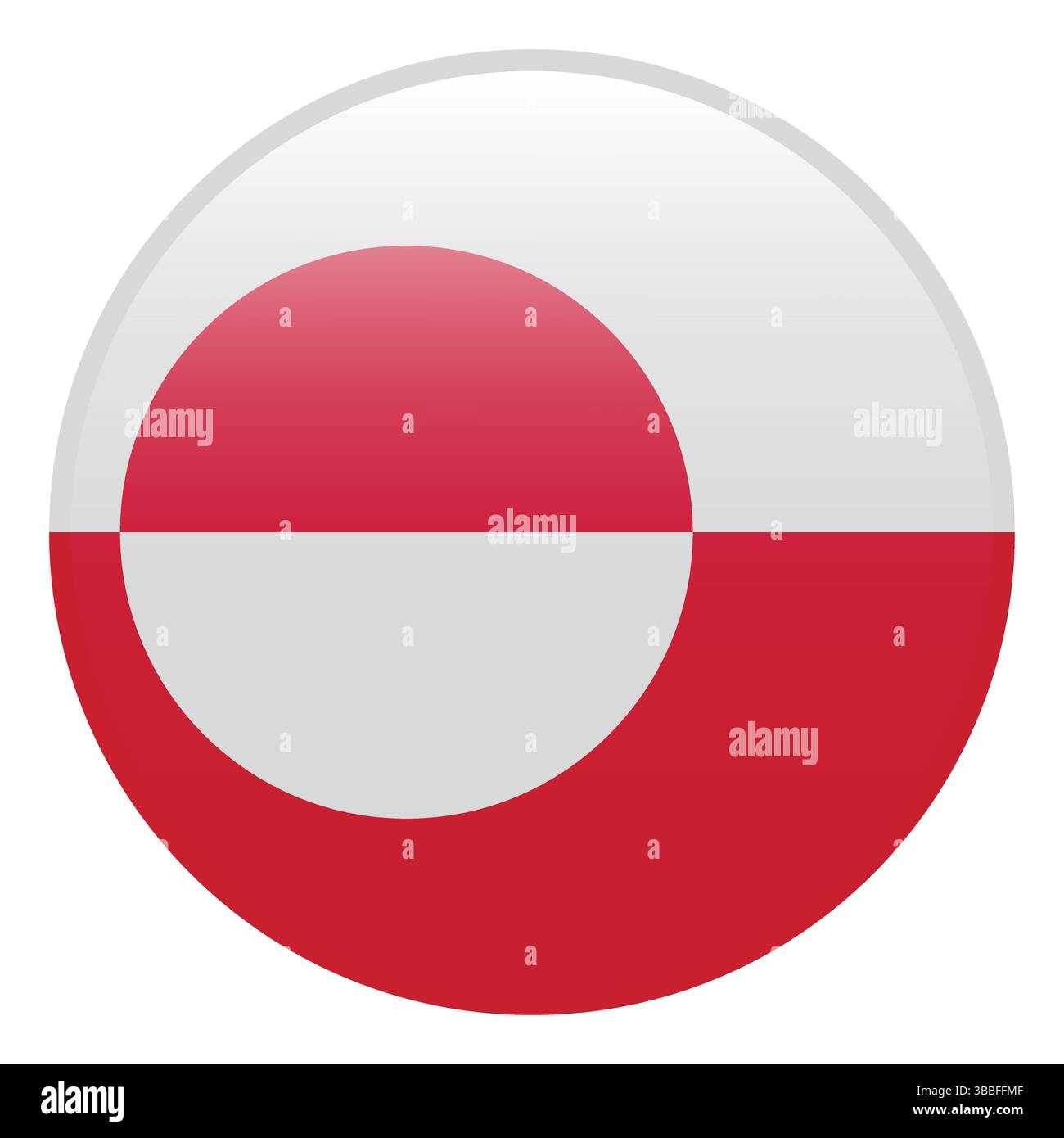 Flag of Greenland. Greenland circle flag 3d logo icon computer vector illustration design Stock ...