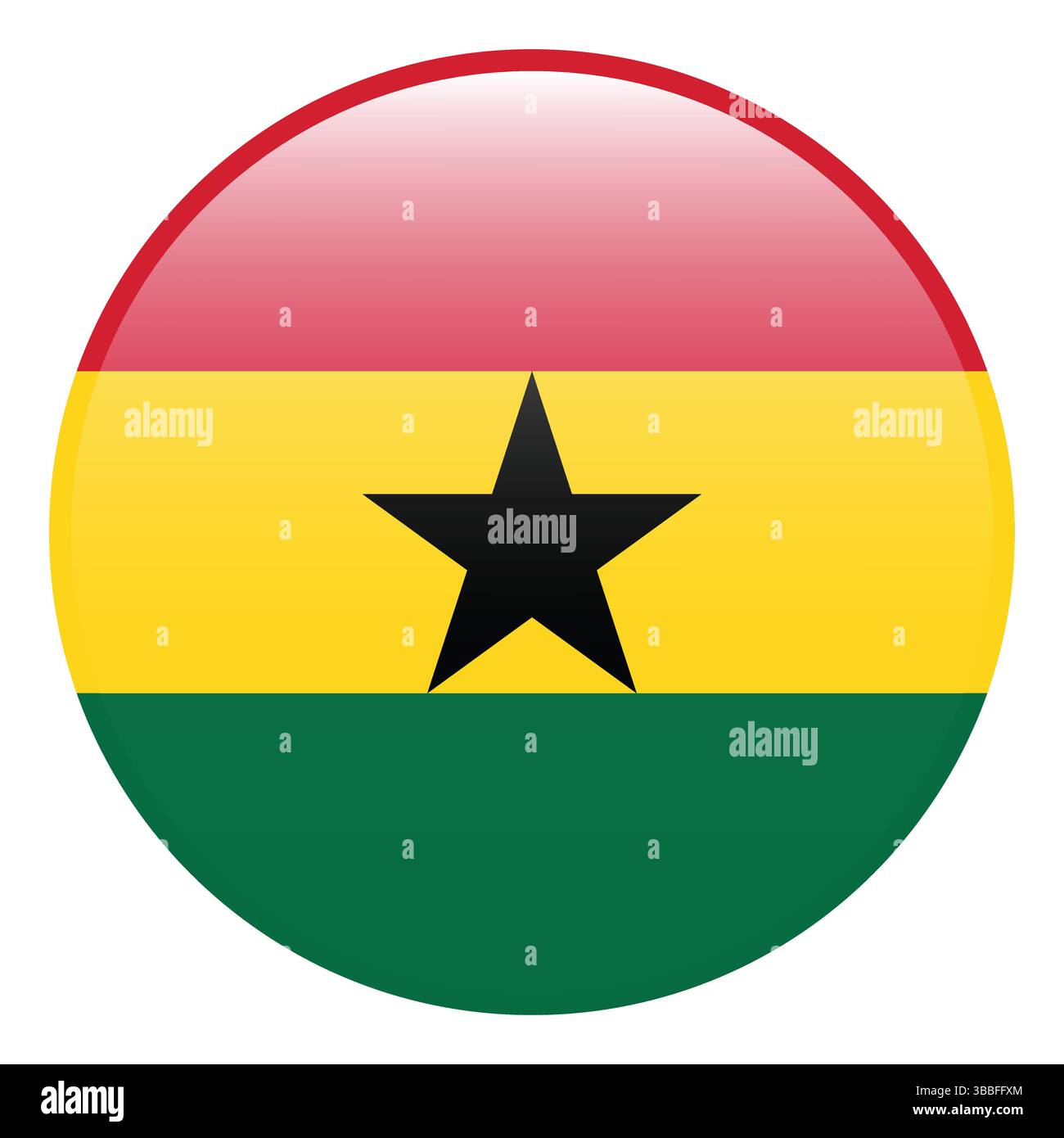 Flag of Ghana. Ghana circle flag 3d logo icon computer vector ...