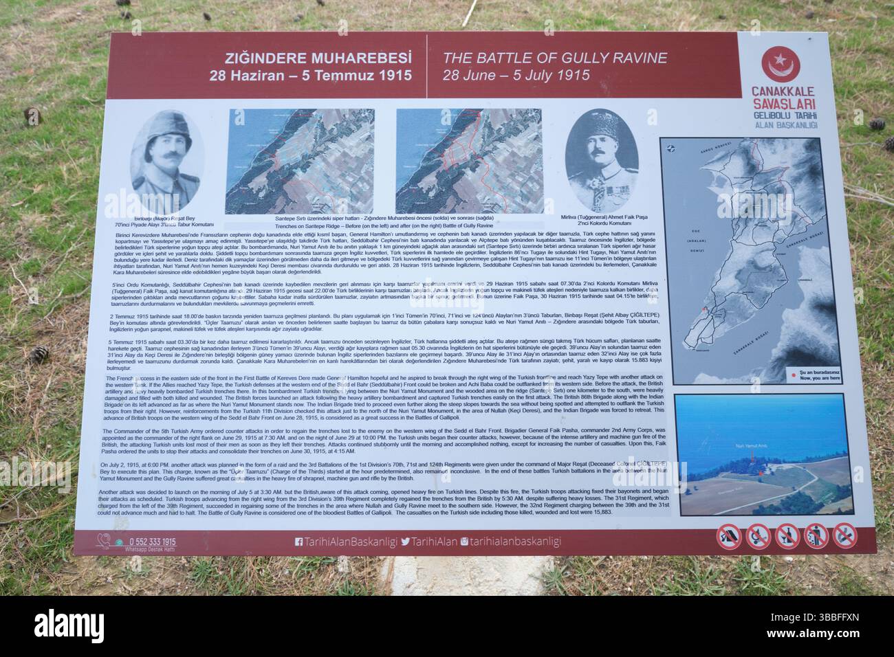 The plaque, information sign at the pyramid shape, sandstone memorial ...