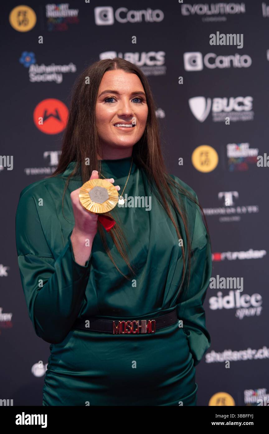 London, England. 15th May 2025. Amy Truesdale poses on the red carpet ...
