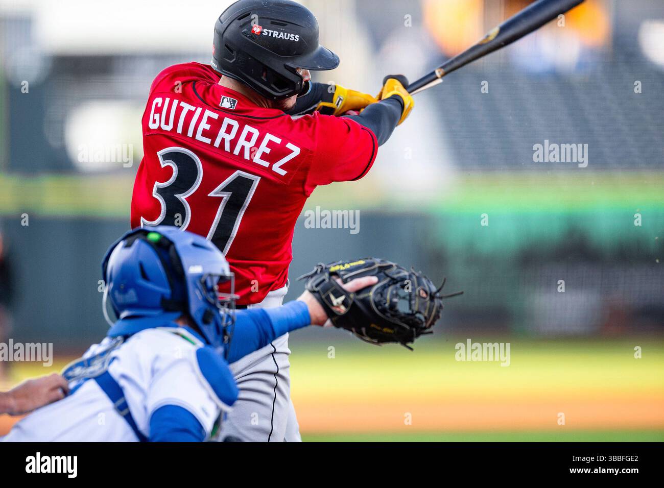 May 01, 2025 - Omaha, NE U.S. - Indianapolis Indians catcher Abrahan ...