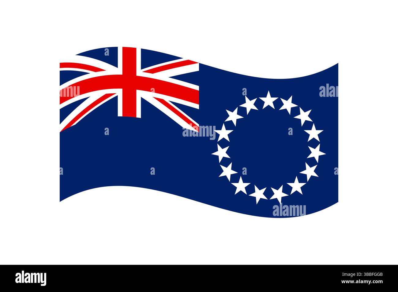 Flag of Cook Islands. Cook Islands wavy flag digital vector ...