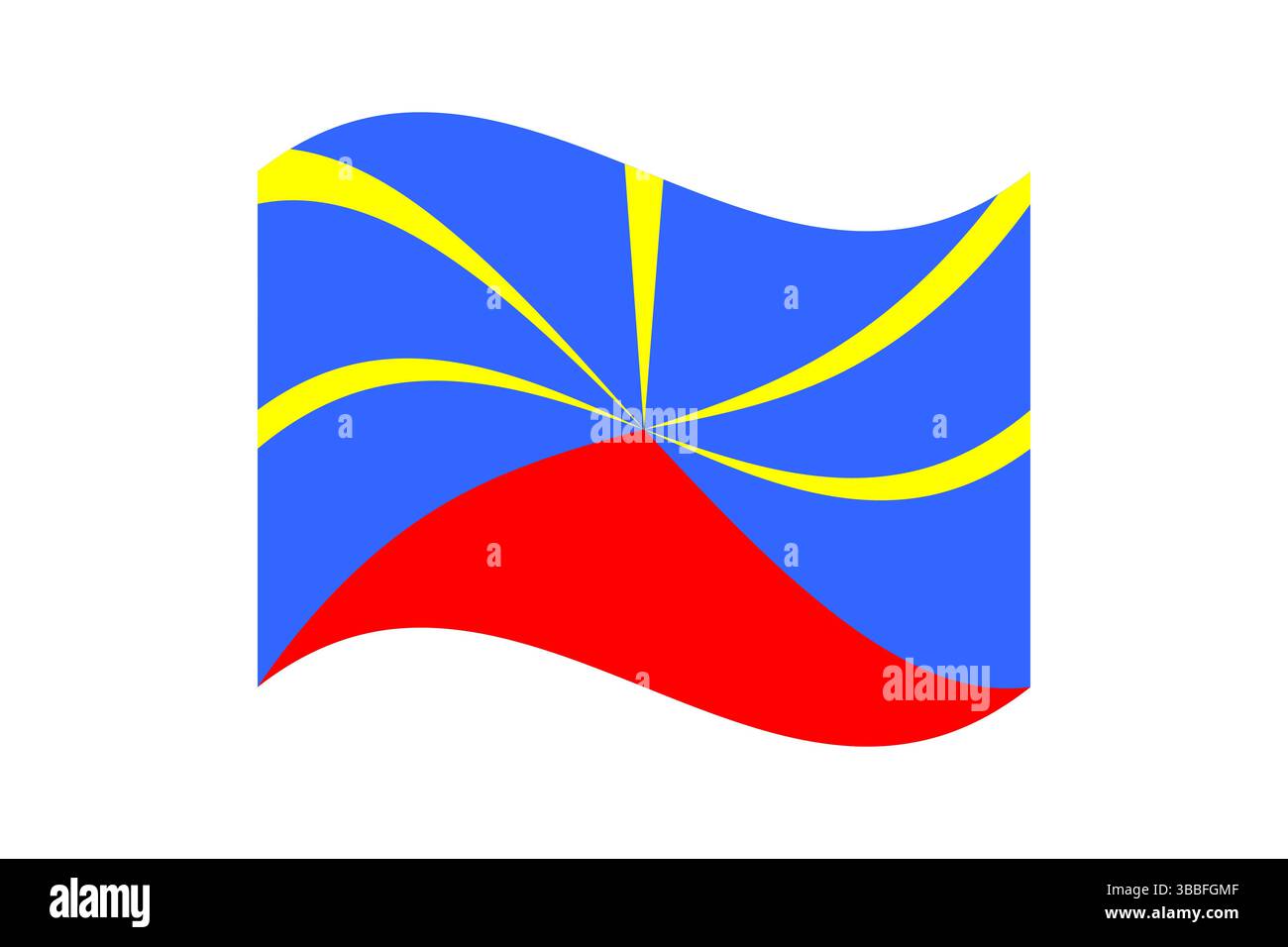 Flag of Reunion. Reunion wavy flag digital vector illustration ...