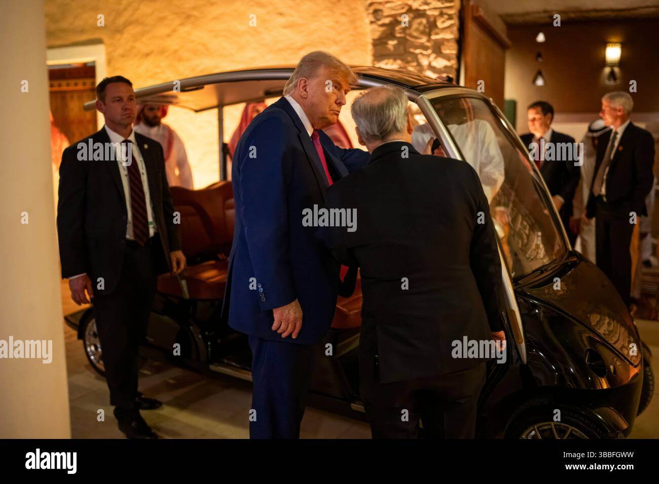 President Donald Trump departs after a State Dinner at At-Turaif in ...