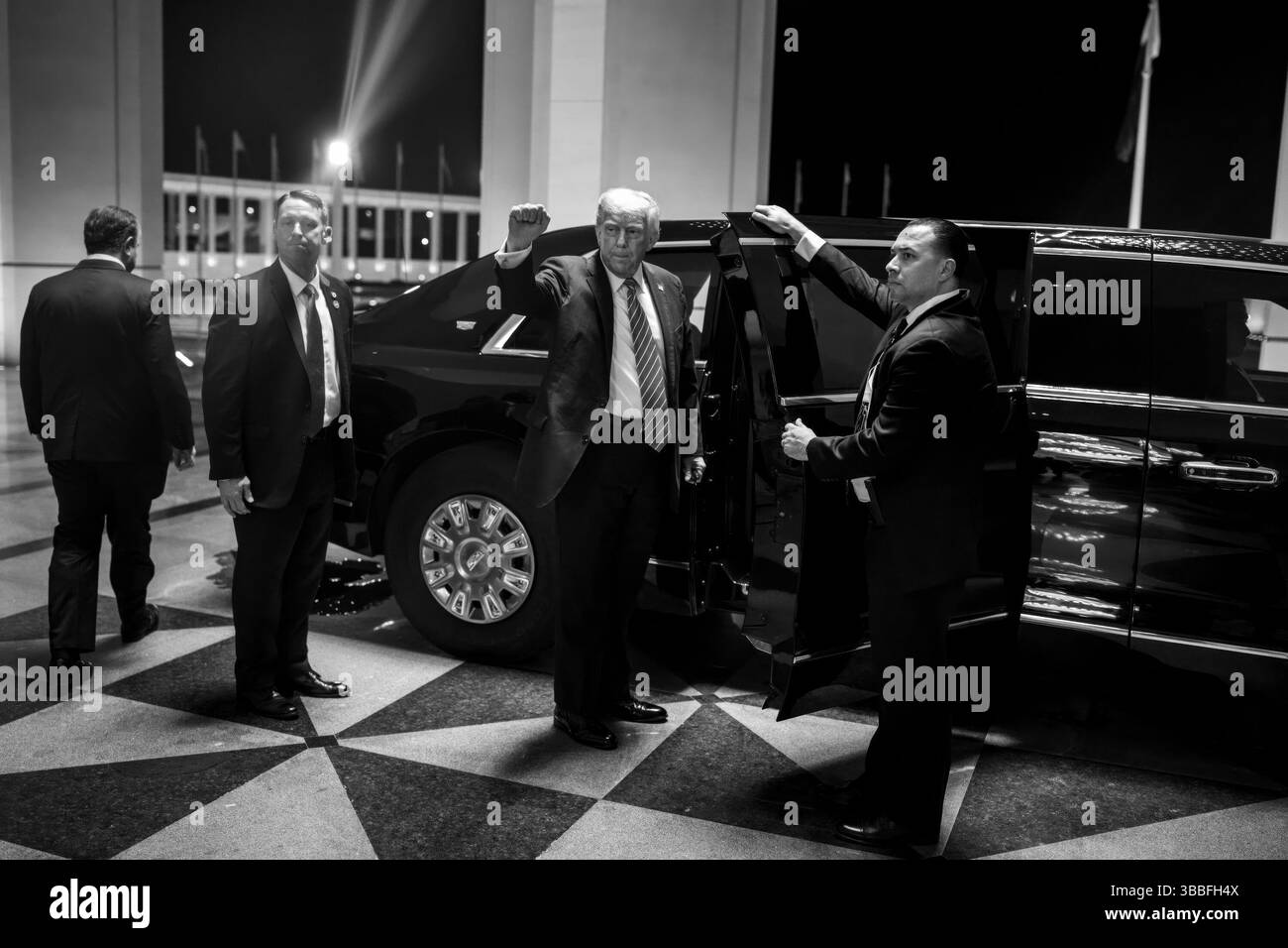President Donald Trump departs Lusail Palace in Doha, Qatar after a ...