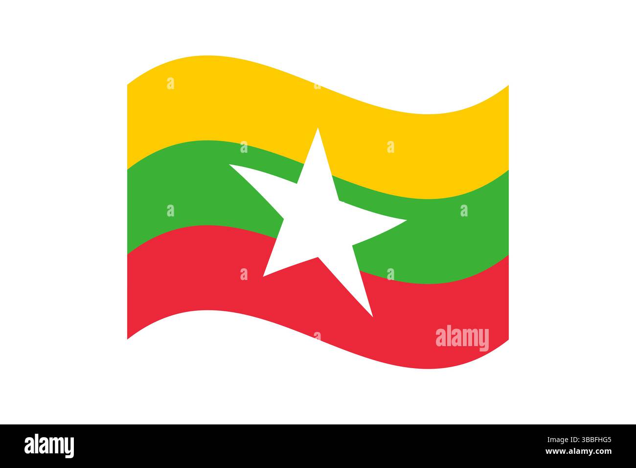 Flag of Myanmar. Myanmar wavy flag digital vector illustration ...