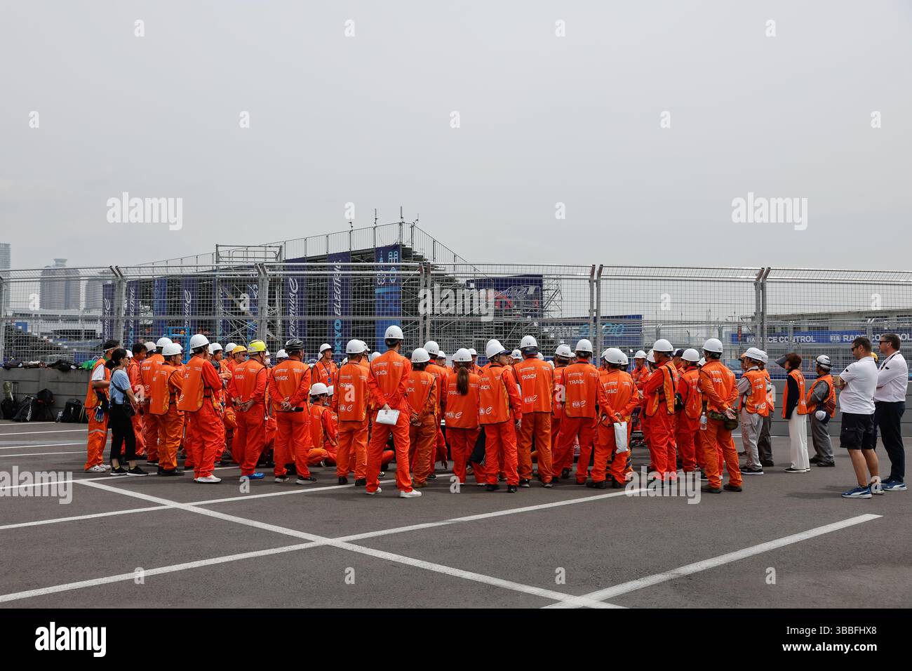 FIA, car exercise, commissaire, marshall, during the Tokyo ePrix, 8th ...