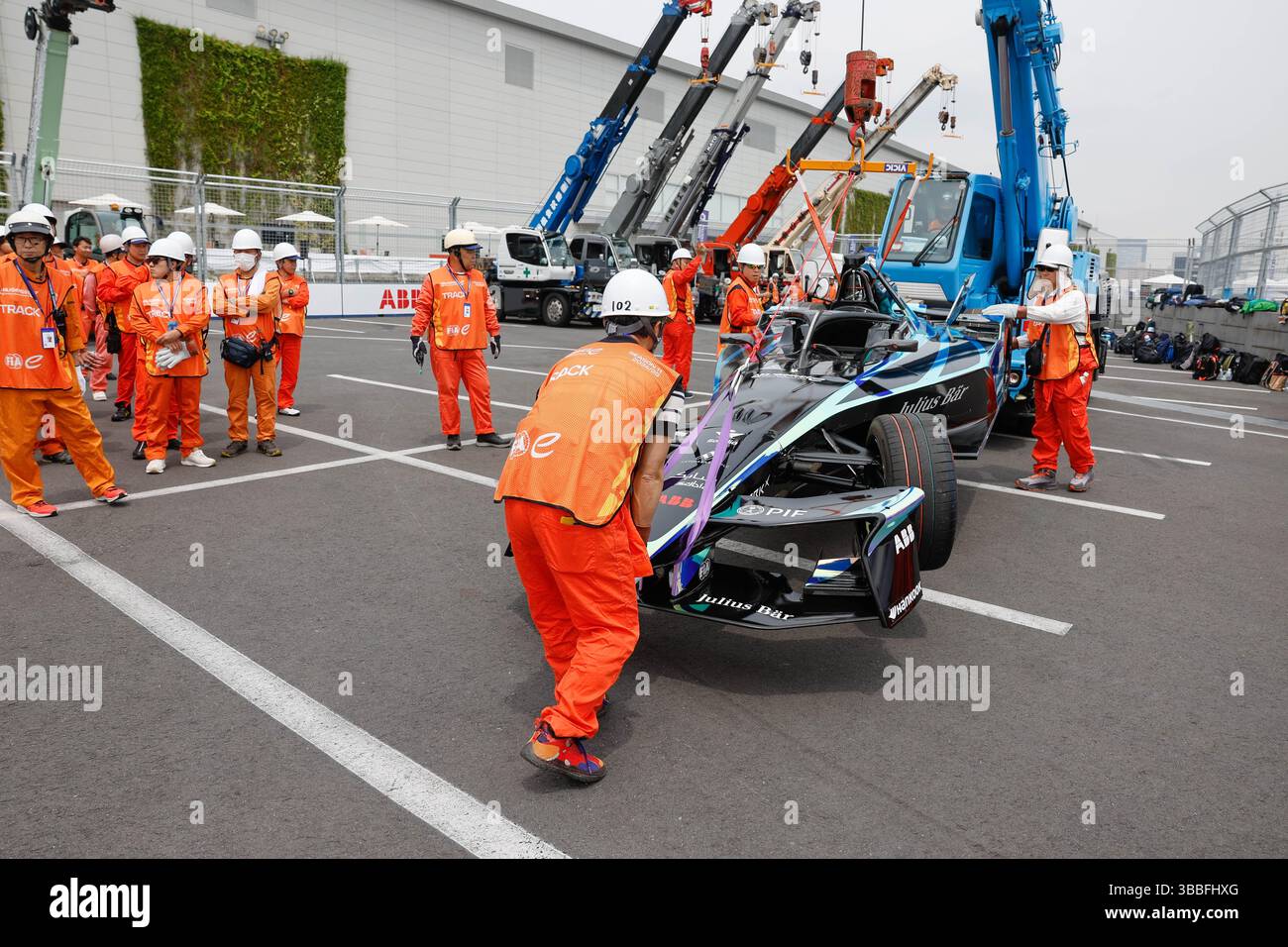 FIA, car exercise, commissaire, marshall, during the Tokyo ePrix, 8th ...