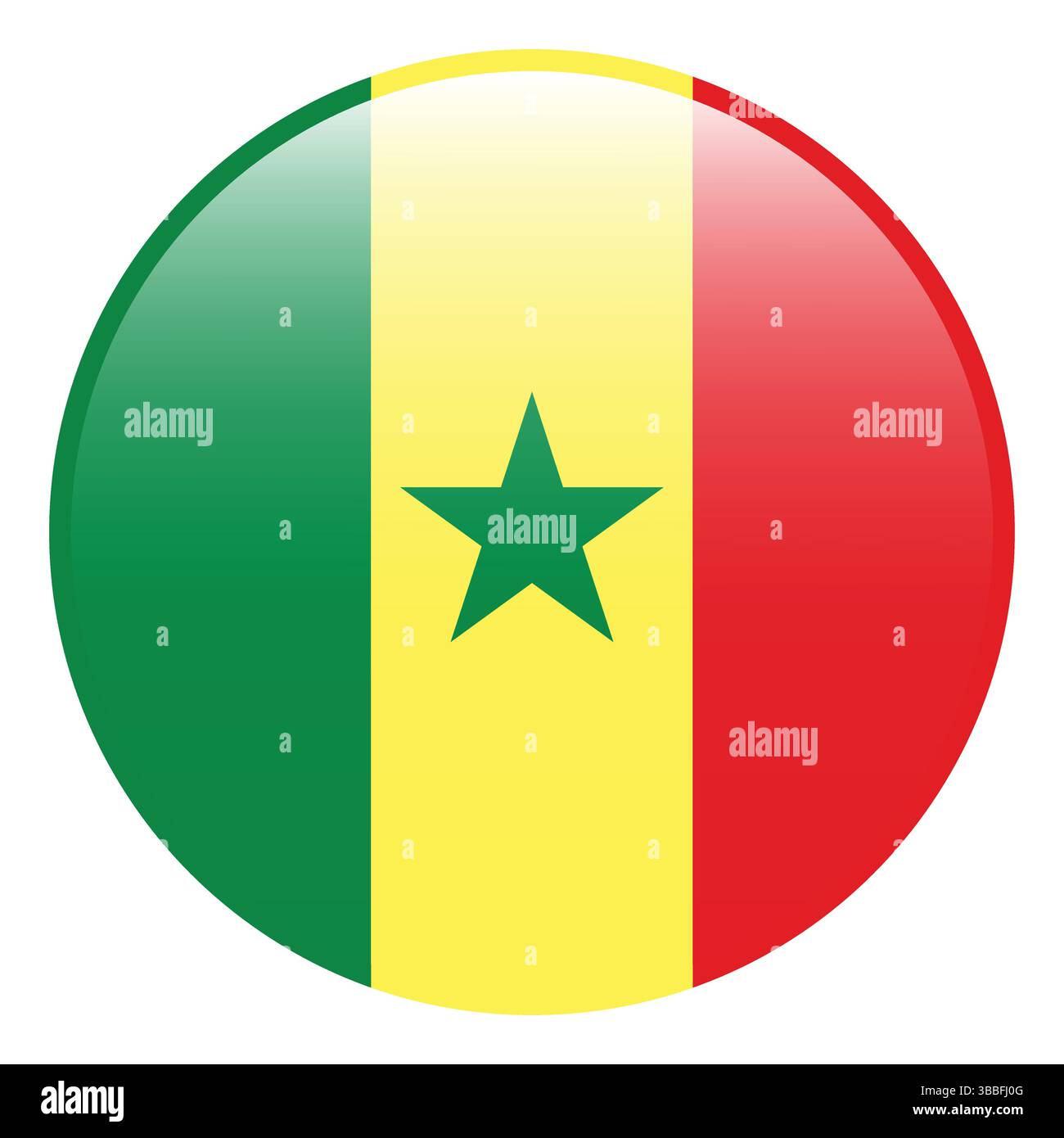 Flag of Senegal. Senegal circle flag 3d logo icon computer vector ...