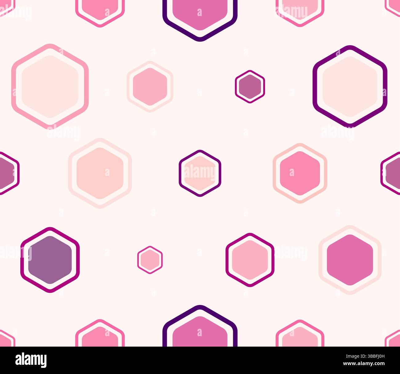 Seamless hexagon pattern. Multicolored geometric elements of varied size. Bold rounded hexagons ...