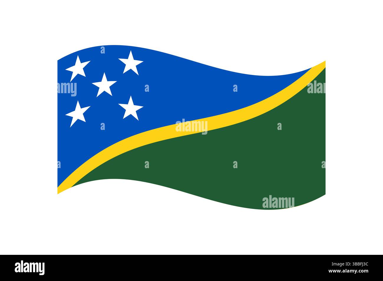 Flag of Solomon Islands. Solomon Islands wavy flag digital vector illustration. Fluttering flag ...