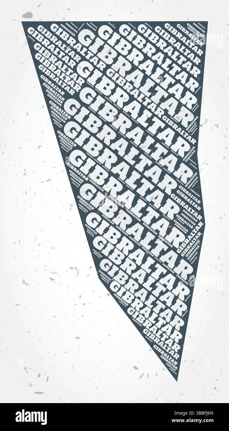 Gibraltar regions word clouds. Country shape on textured background ...