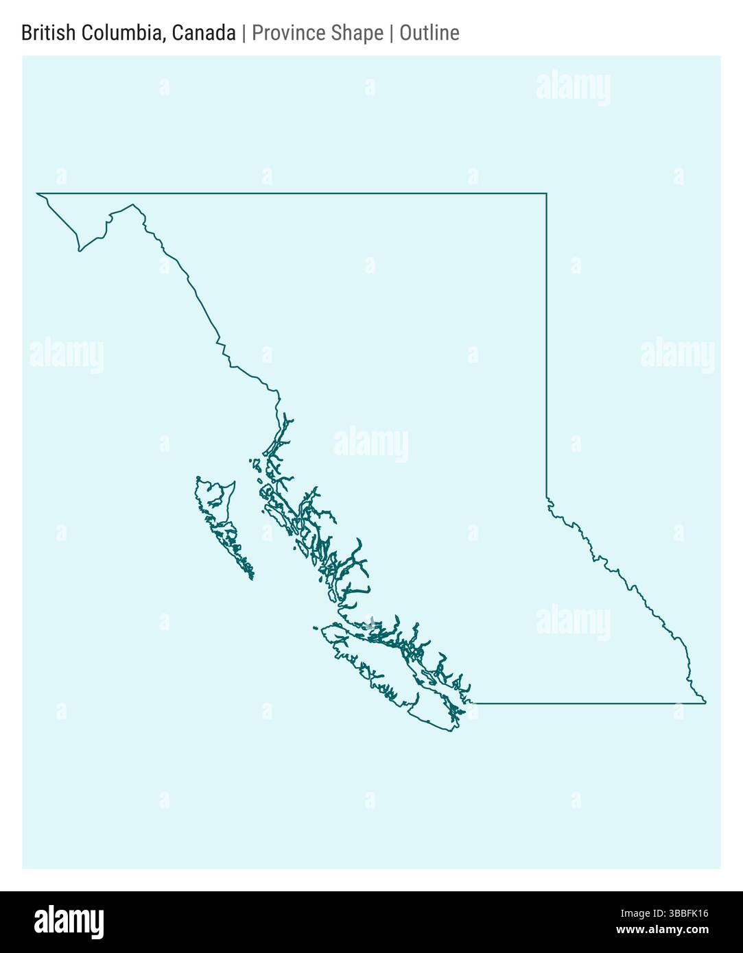 British Columbia, Canada. Simple vector map. Province shape. Outline style. Border of British ...