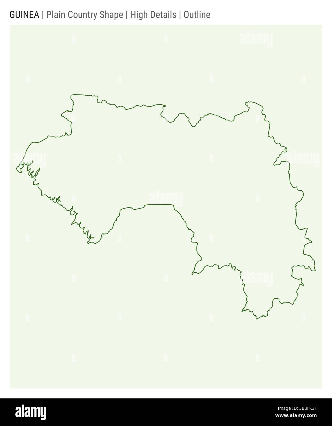 Guinea plain country map. High details. Outline style. Shape of Guinea ...