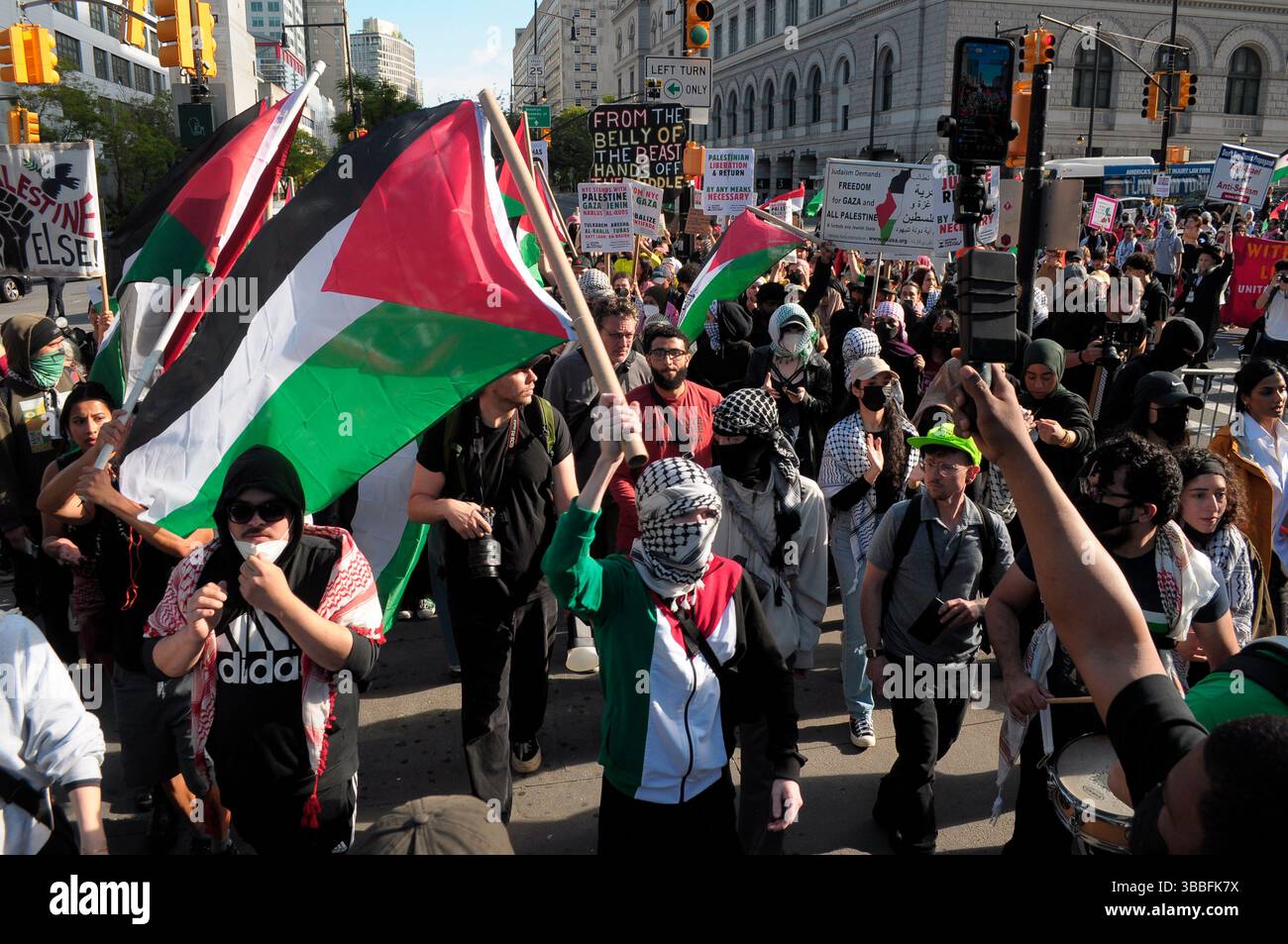 New York, United States. 15th May, 2025. Pro-Palestine demonstrators ...