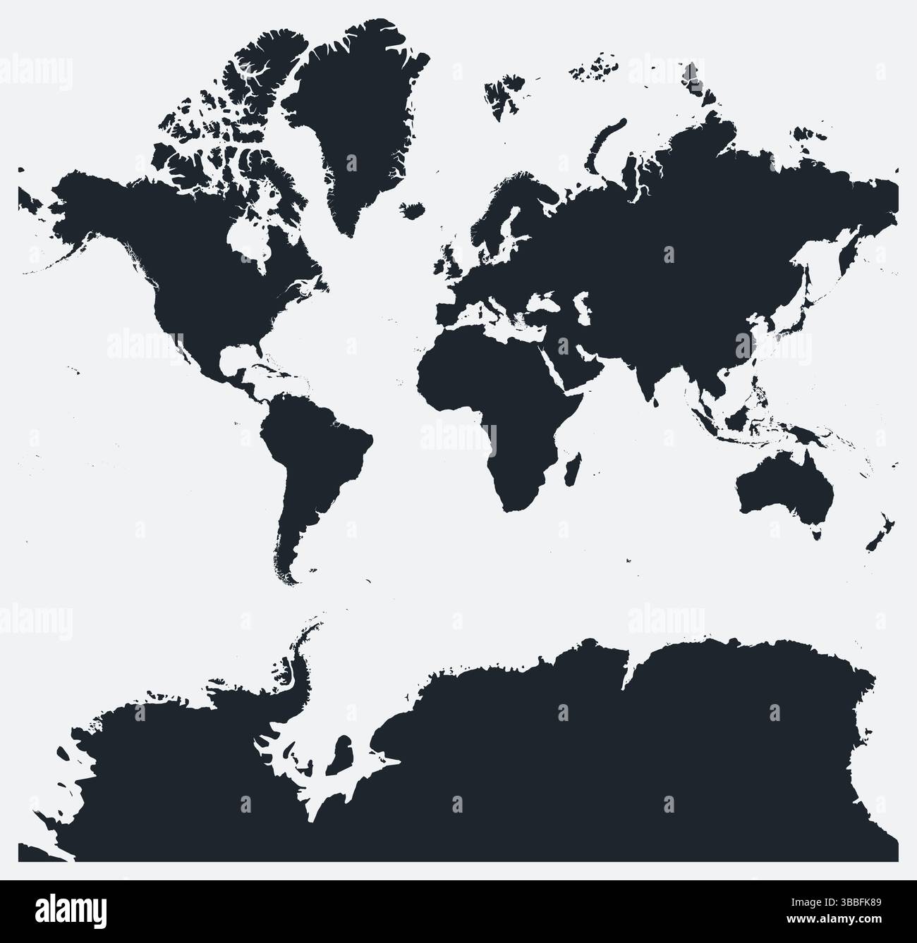 World map. Just a simple border map. Shape of the world. Flat boundary ...