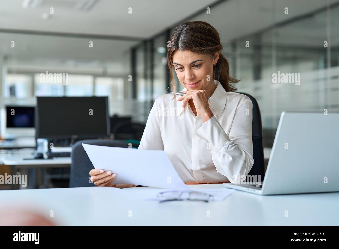 Happy notary working documents hi-res stock photography and images - Alamy