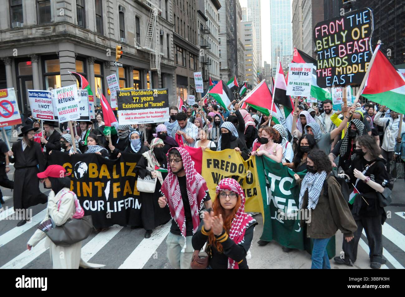 New York, United States. 15th May, 2025. Pro-Palestine demonstrators ...