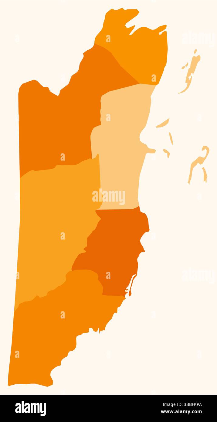 Map of Belize with regions. Just a simple country border map with ...