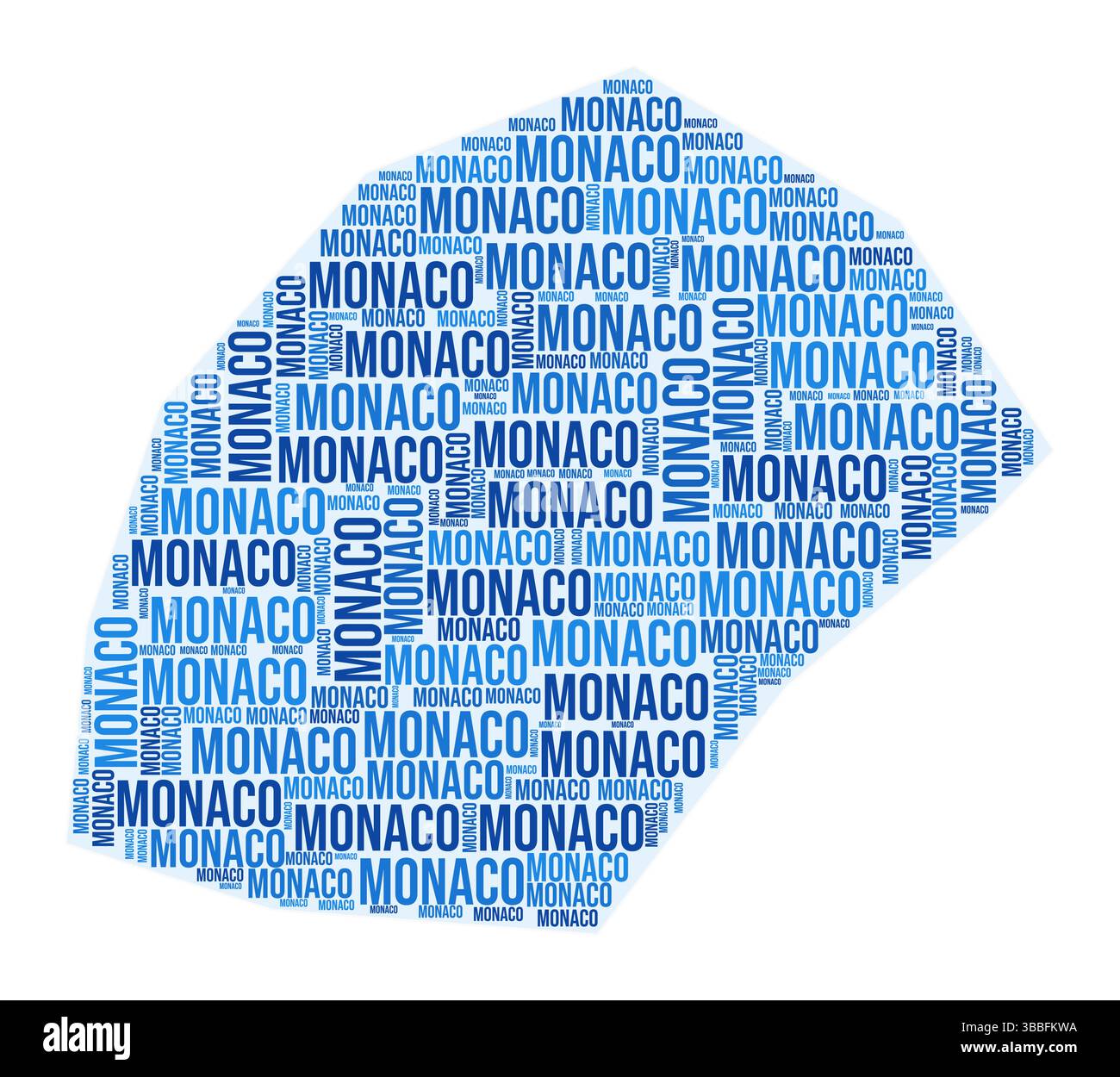 Monaco region word cloud. Country shape design. Monaco colored ...