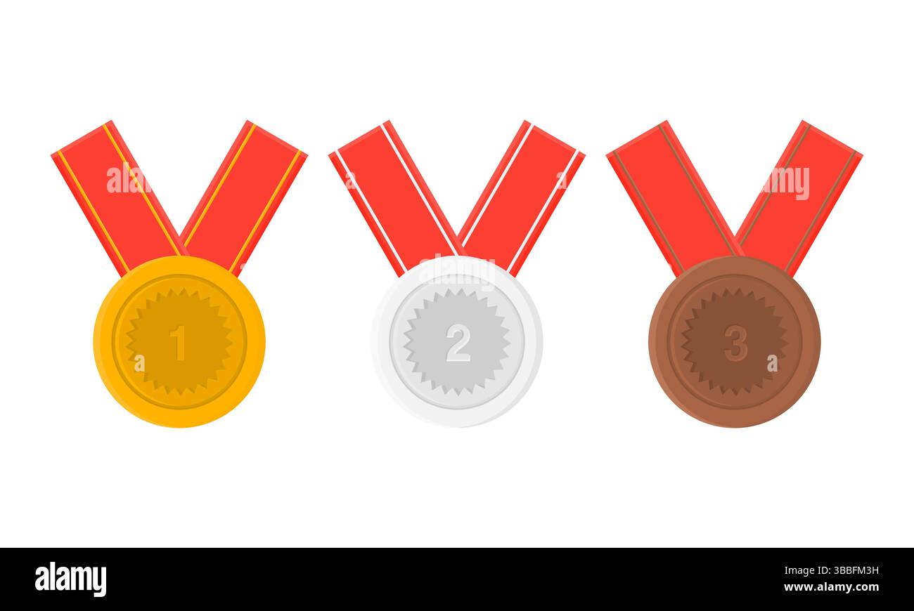 Gold Silver and Bronze Medals Vector. First Second and Third Place ...