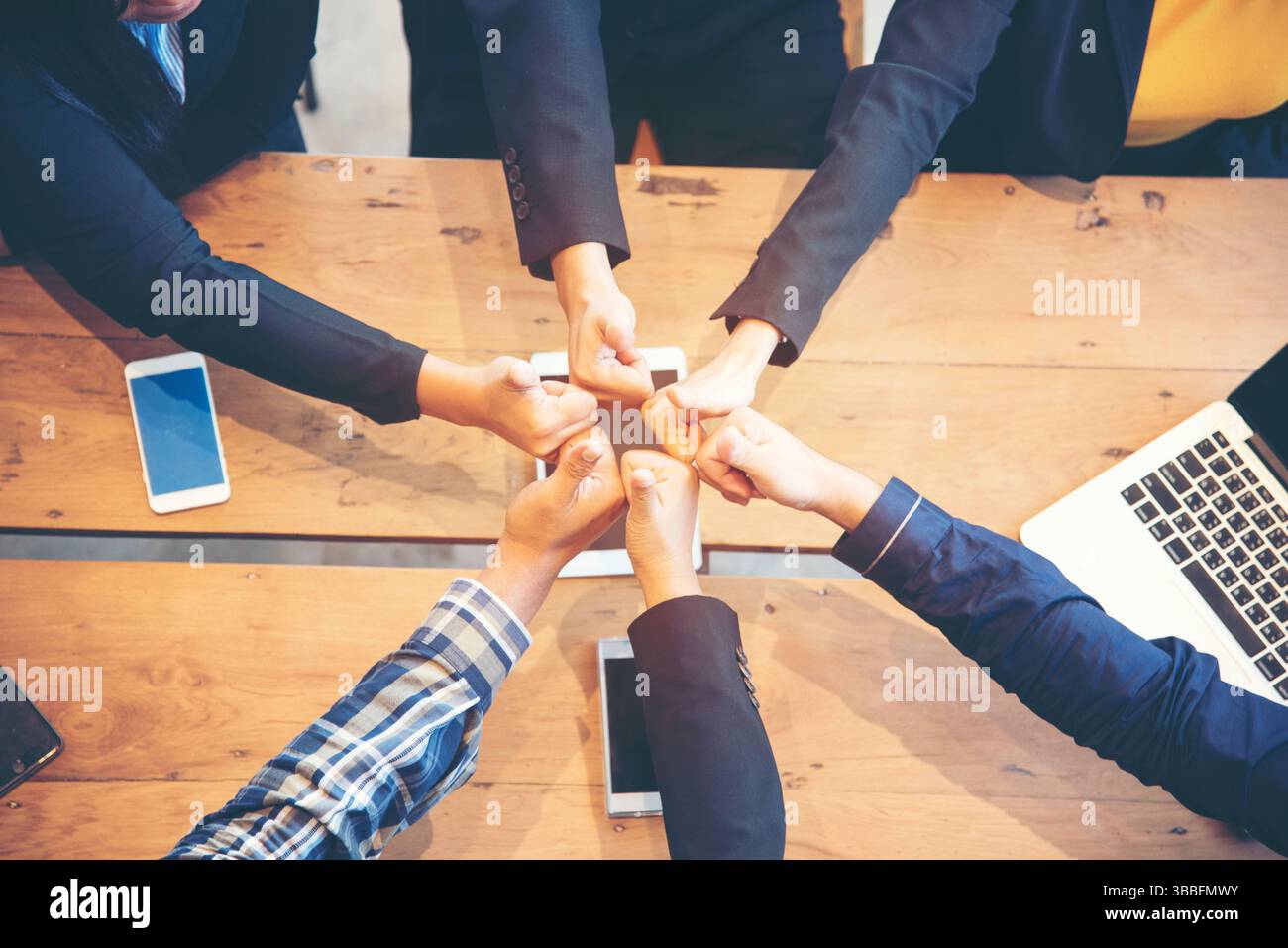 Communication unified concept.Team Business Partners Giving Thumb up ...