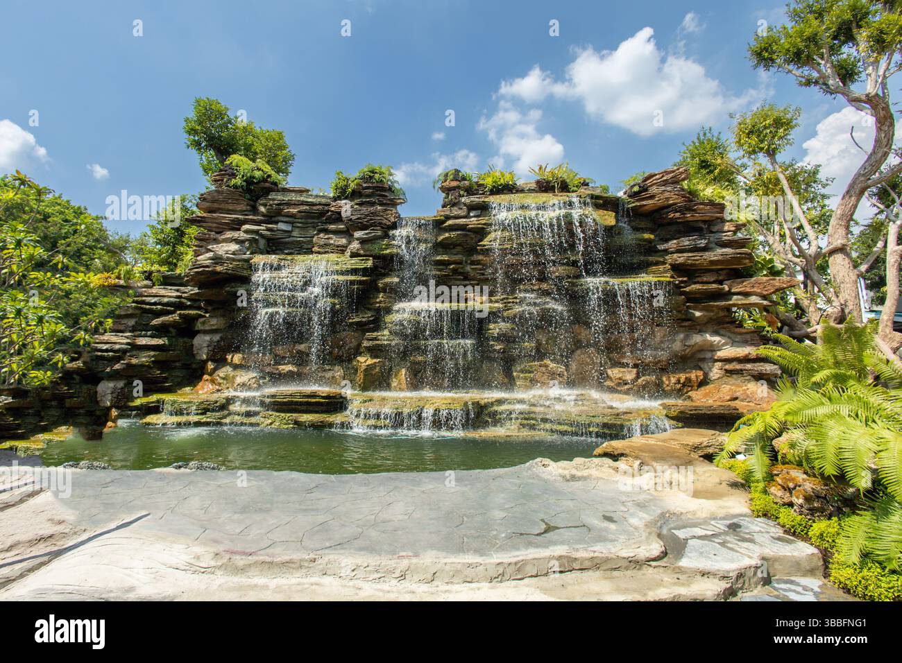 Landscape Artificial waterfall outdoor Stock Photo - Alamy