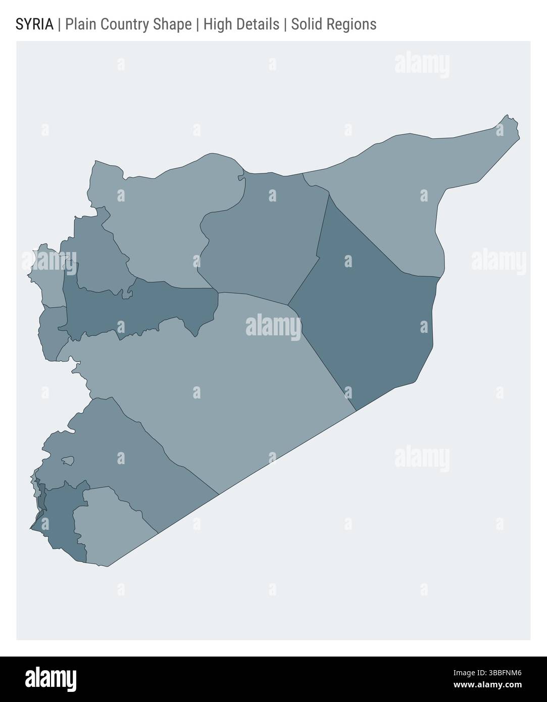 Syria plain country map. High details. Solid regions style. Shape of ...