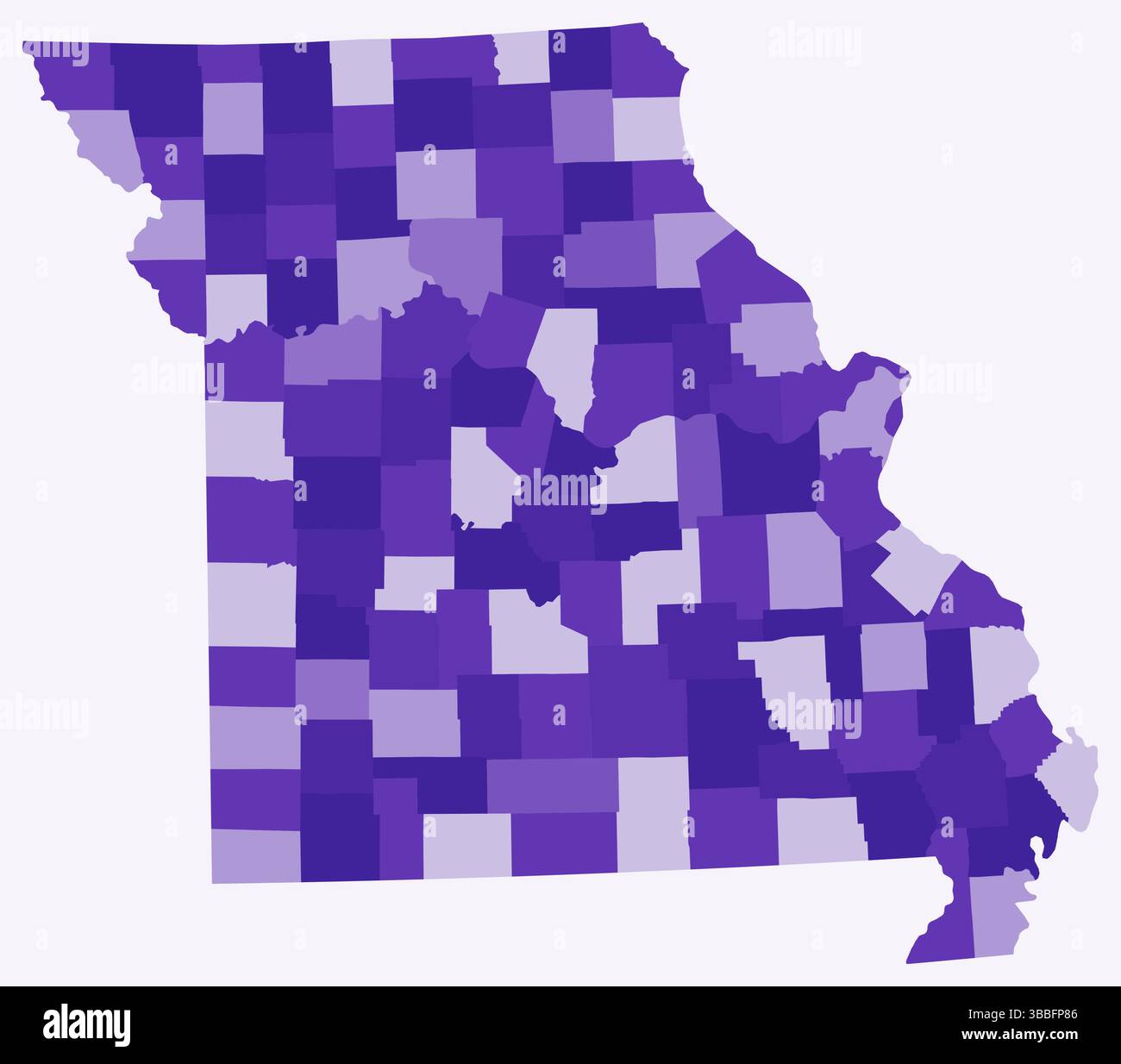 Map of Missouri with counties. Just a simple state border map with ...