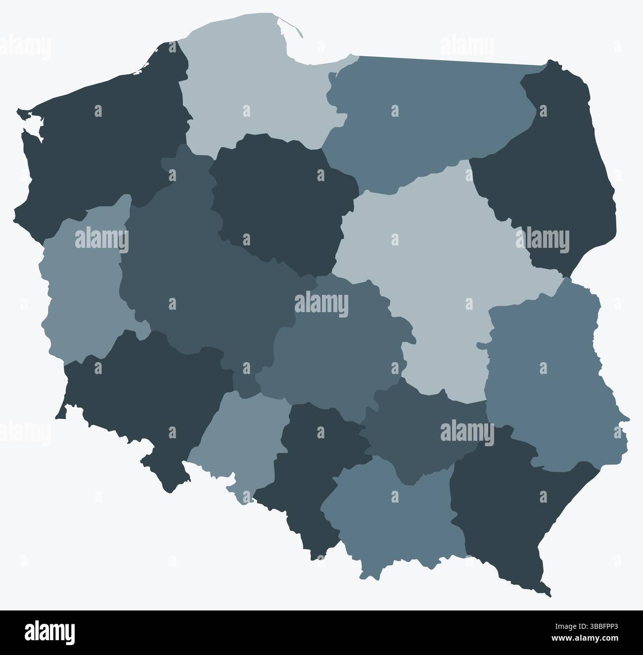 Map of Poland with regions. Just a simple country border map with ...