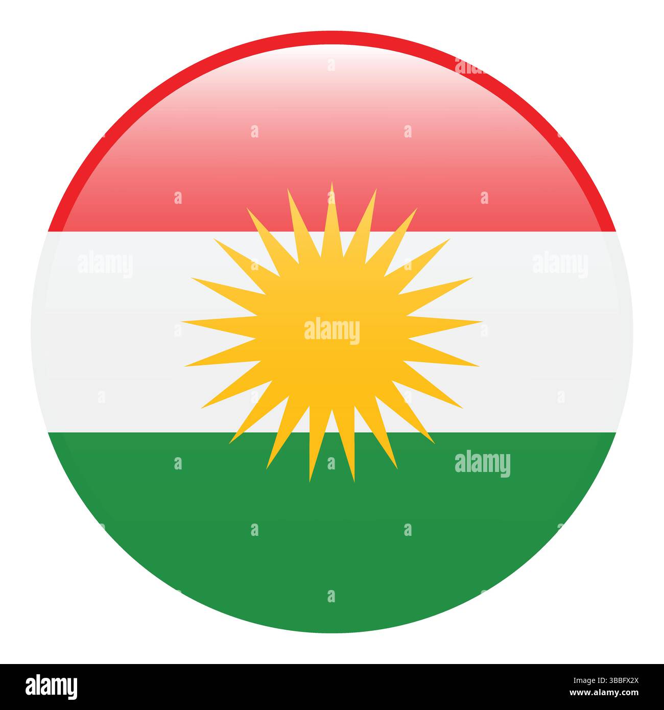 Flag of Iraqi Kurdistan. Iraqi Kurdistan circle flag 3d logo icon ...