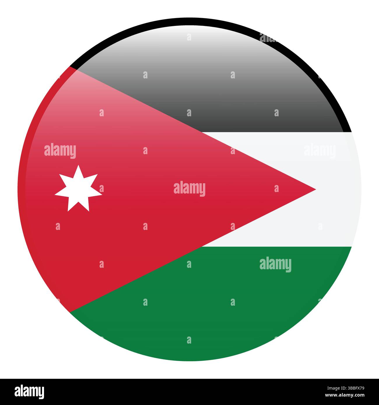Flag of Jordan. Jordan circle flag 3d logo icon computer vector ...