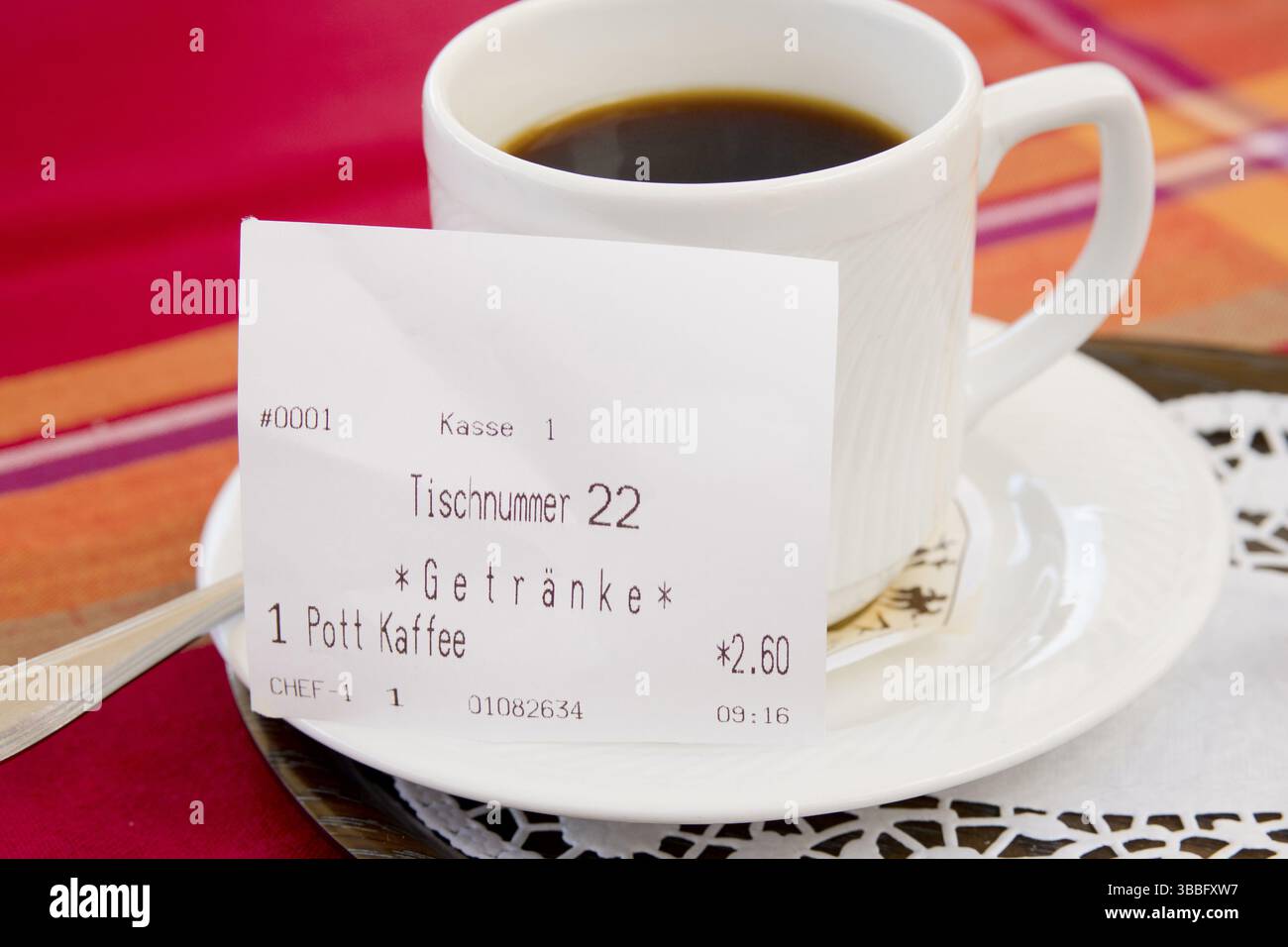 Coffee cup with bill, drinks, expenses, operating expenses Stock Photo ...