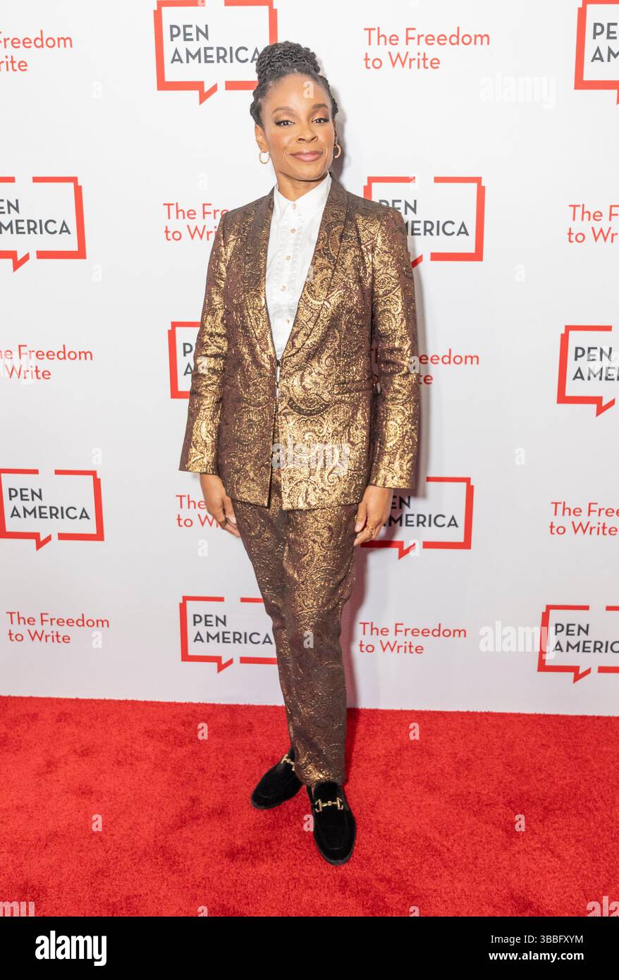 New York, NY, May 15, 2025: Amber Ruffin wearing suit by Stacey Bendet ...