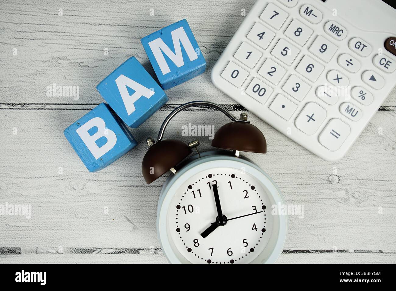 BAM (Business Activity Monitoring) alphabet letters with alarm clock on ...