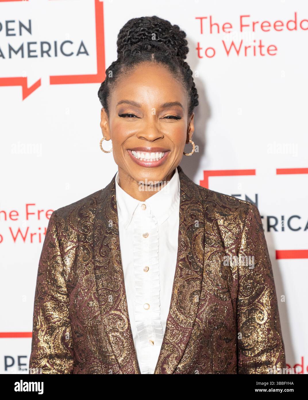 New York, NY, May 15, 2025: Amber Ruffin wearing suit by Stacey Bendet ...
