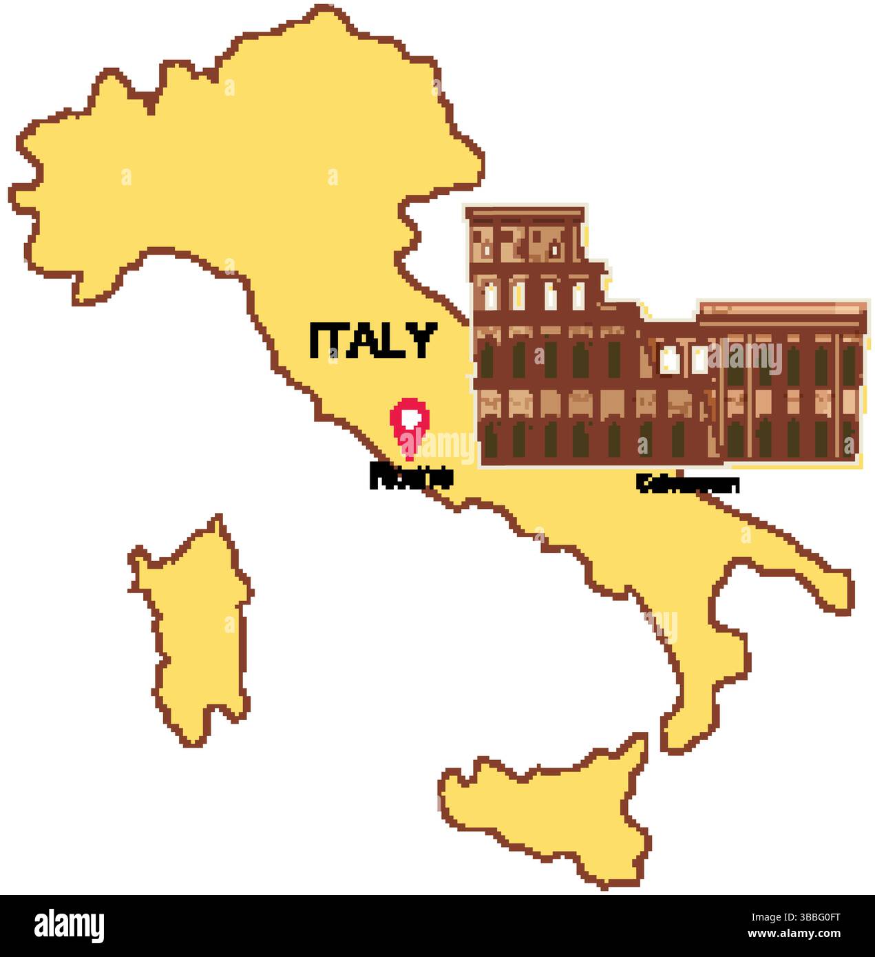 Vector illustration of Italy's map highlighting Rome with a Colosseum ...