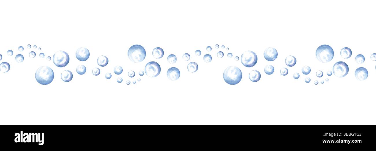 Soap bubbles wavy watercolor seamless border for kids design ...
