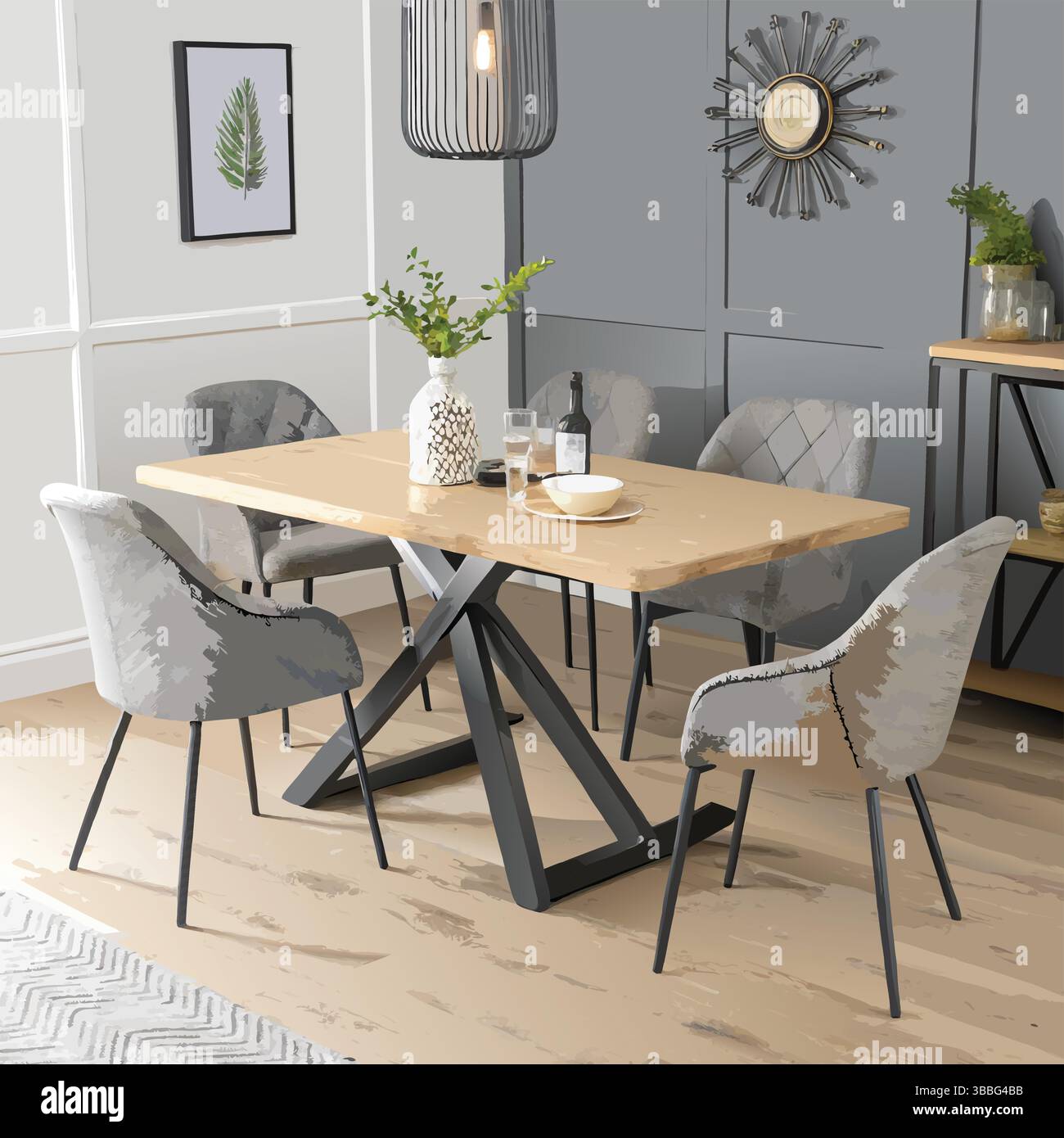 Symmetrical dining layout hi-res stock photography and images - Alamy