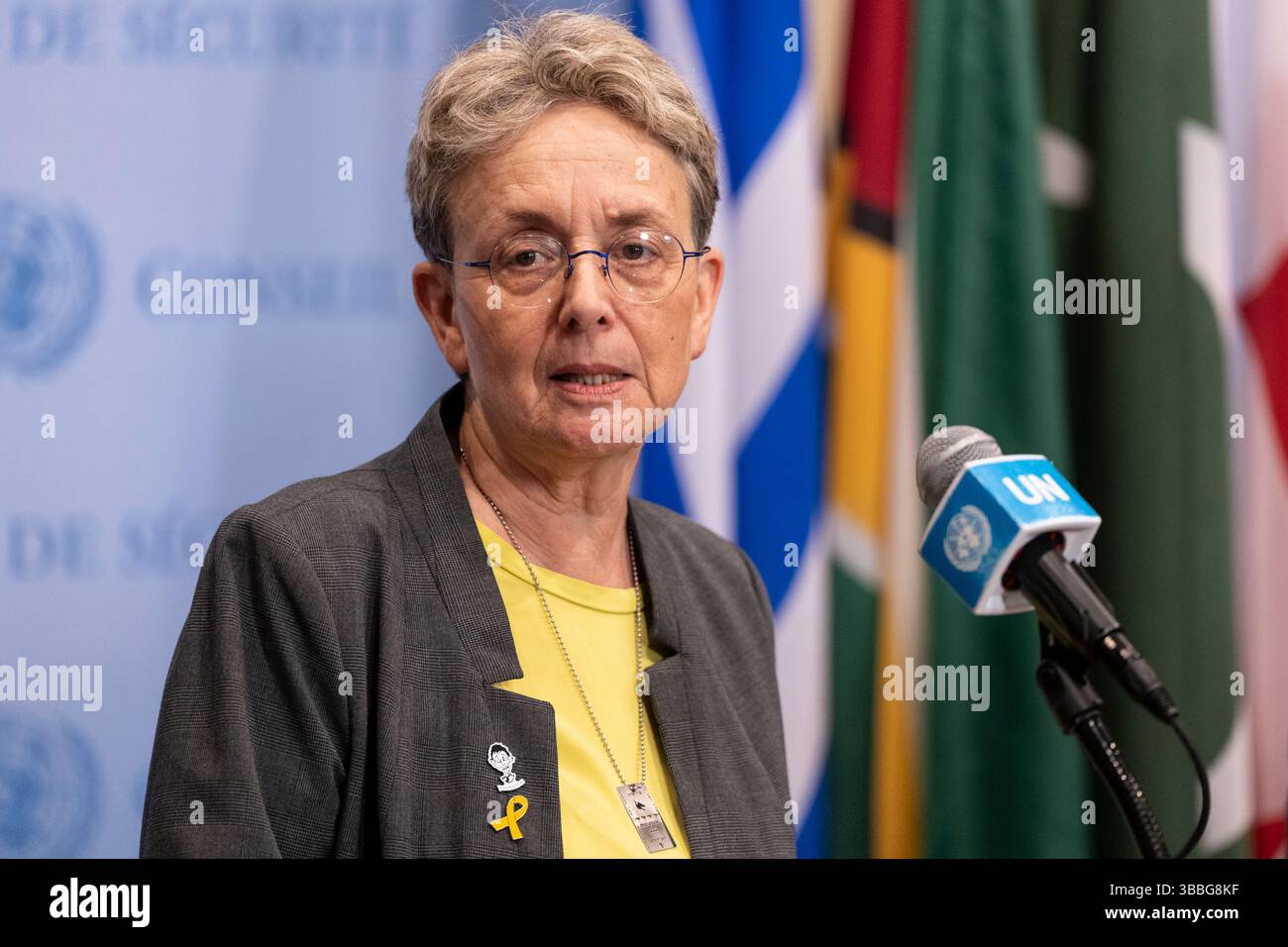New York, USA. 15th May, 2025. Leah Golding speaks during Ambassador ...
